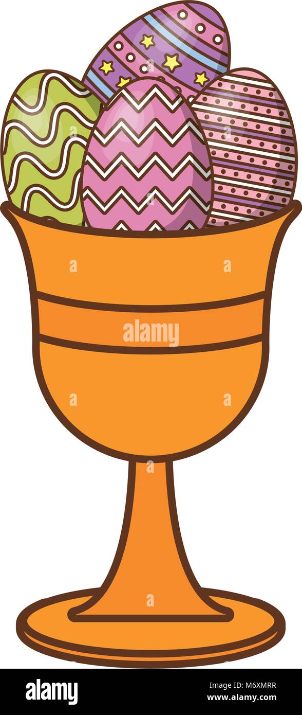 Holy grail with easter eggs over white background, colorful design ...
