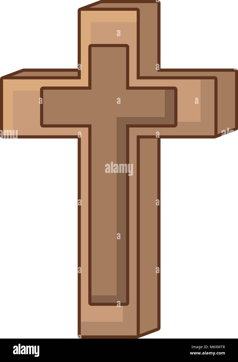Wooden cross icon over white background, colorful design. vector ...