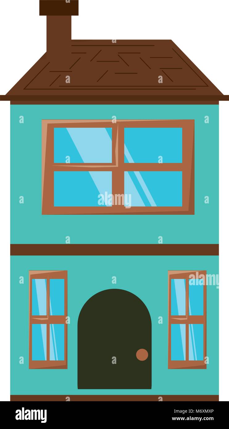 Two floors house icon over white background, colorful design. vector ...
