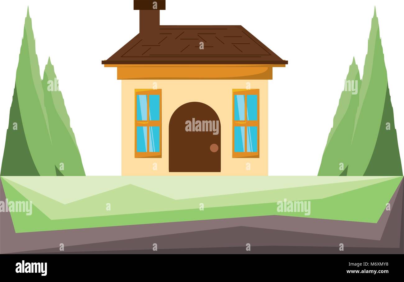 House with trees around over white background, vector illustration ...