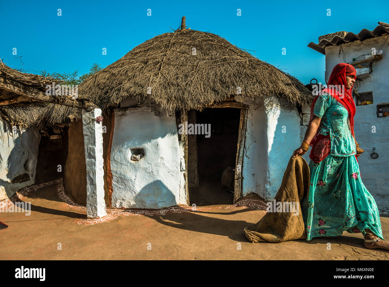 INDIA RAJASTHAN Daily life in a Bishnoi village near Jodhpur Stock ...