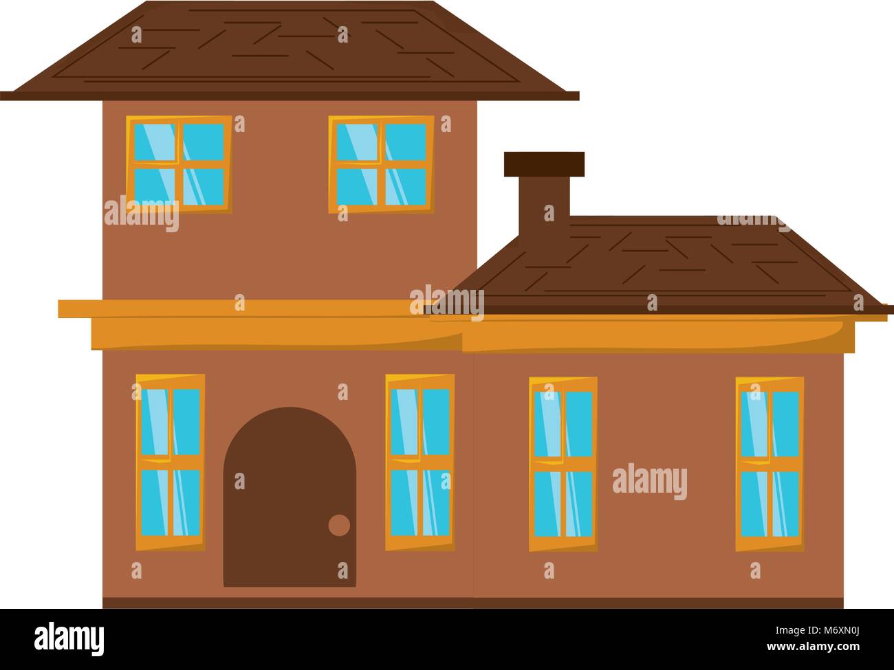 Two floors house icon over white background, colorful design. vector ...