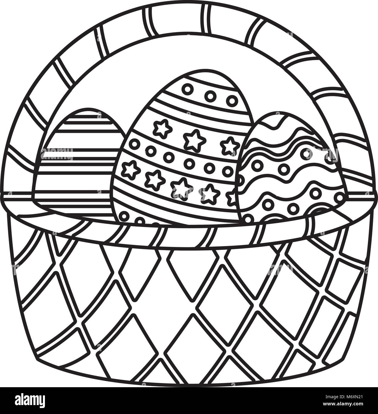 Basket with easter eggs over white background, vector illustration Stock Vector Image & Art - Alamy