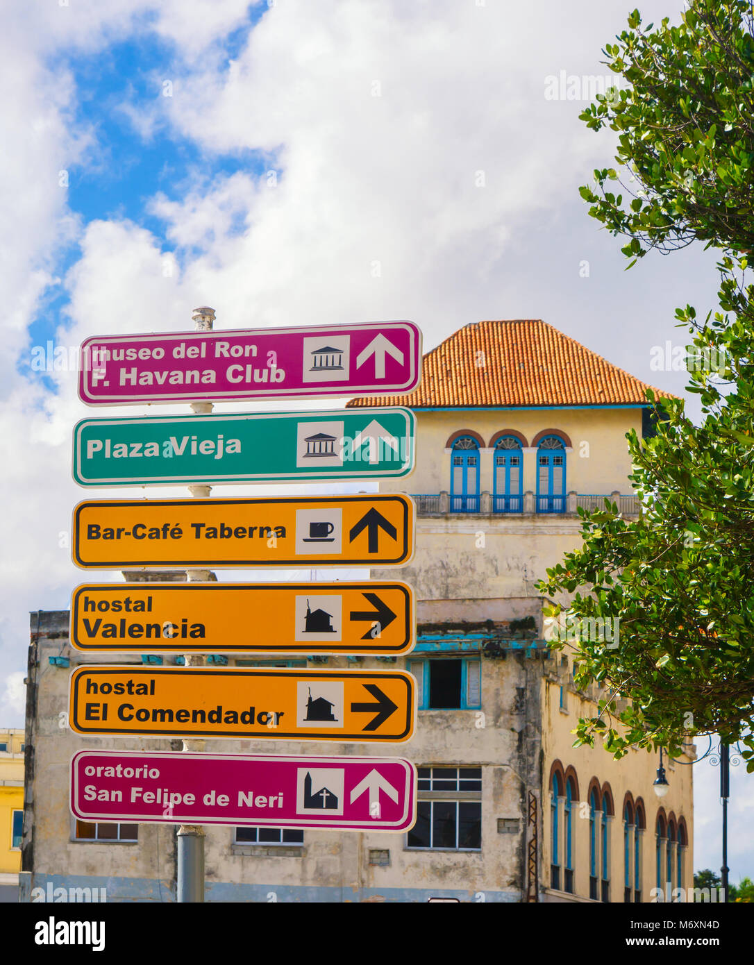 Directional Signs in Old Havana, Cuba Stock Photo - Alamy