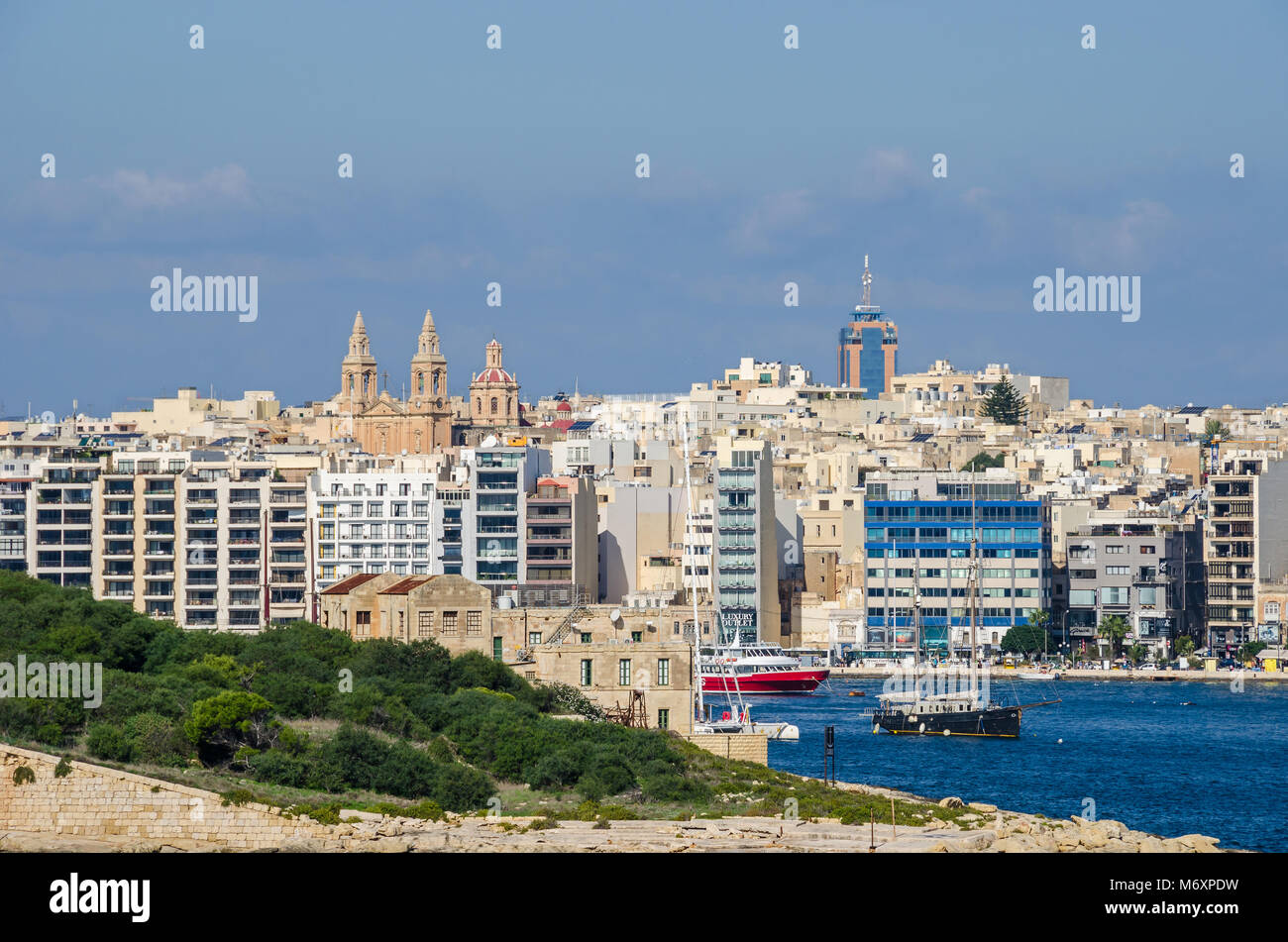 Gzira, Malta - November 8, 2015: View of Gzira, a town located in ...