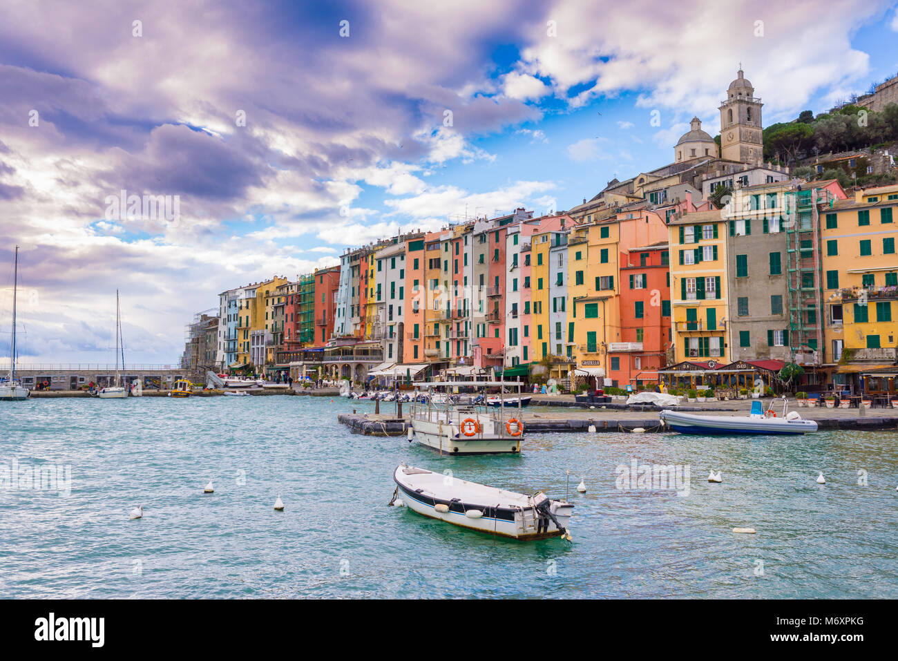 The beautiful town of Porto Venere, also called Portovenere, with ...