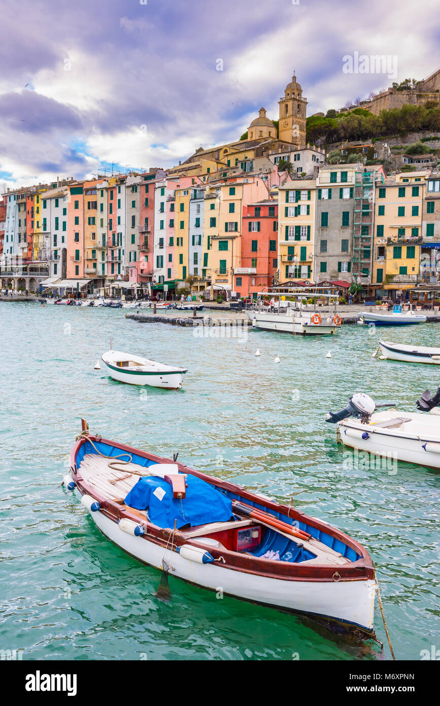 The beautiful town of Porto Venere, also called Portovenere, with ...