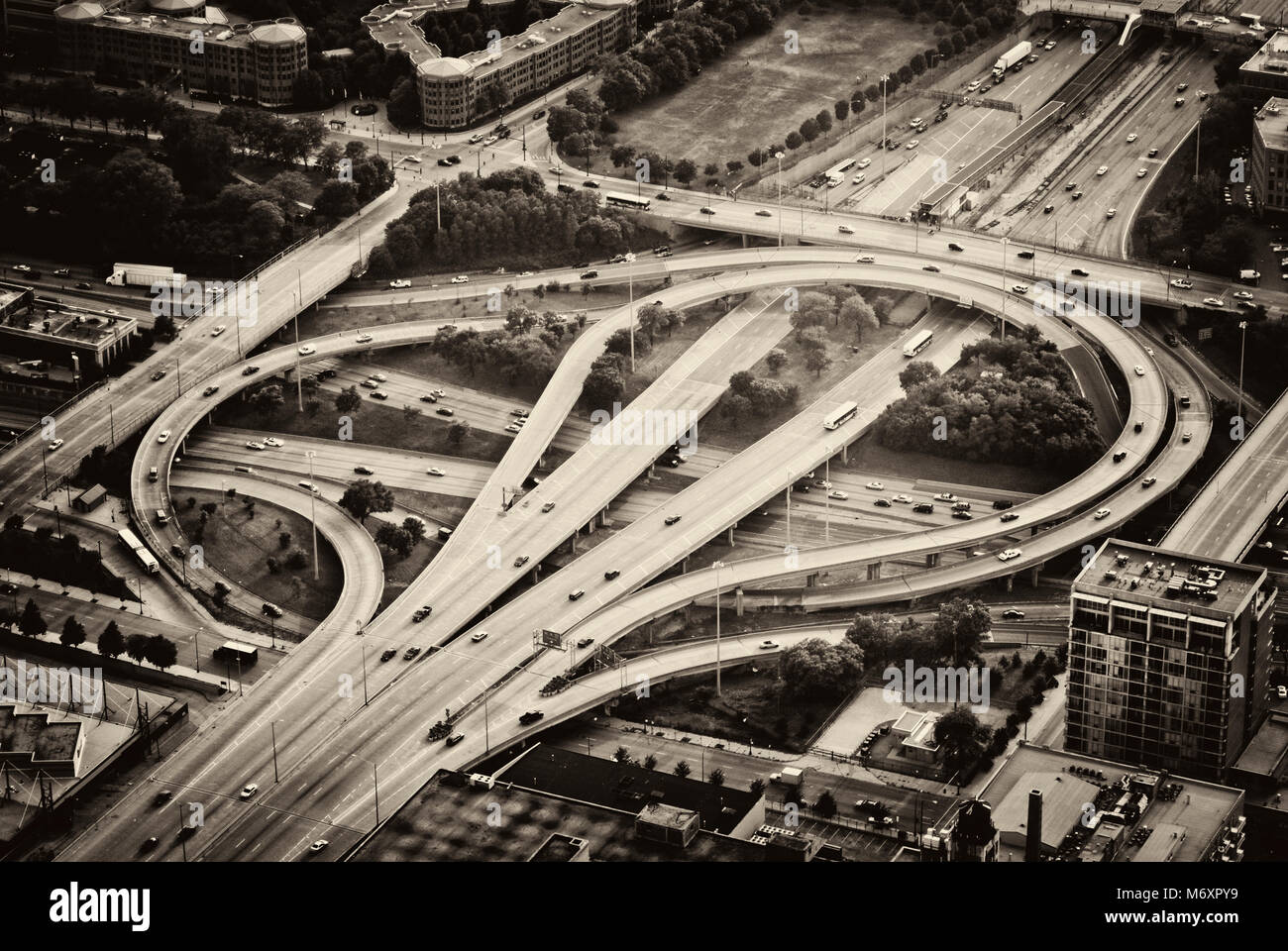 Aerial view of a highway intersection in Chicago Stock Photo - Alamy