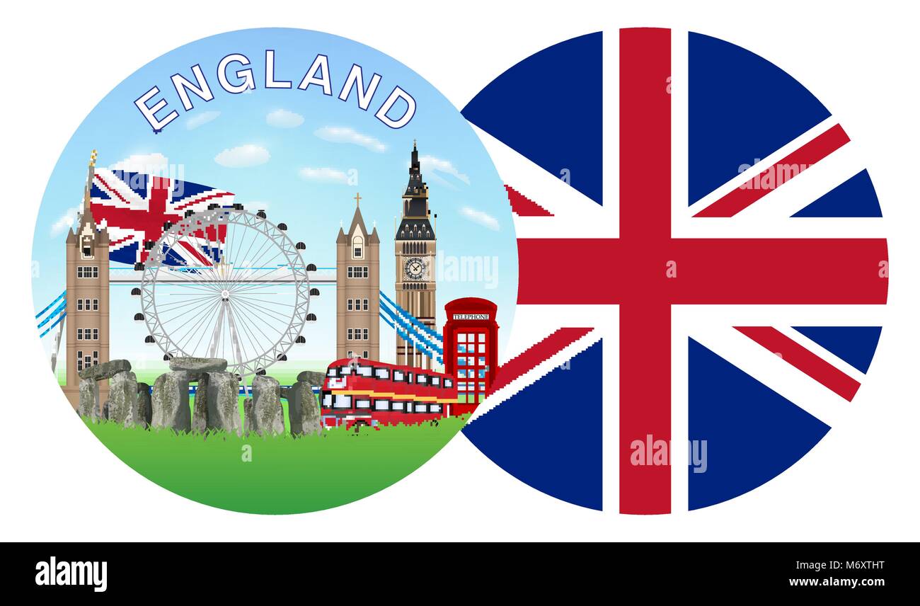 London flag skyline eye logo hi-res stock photography and images - Alamy