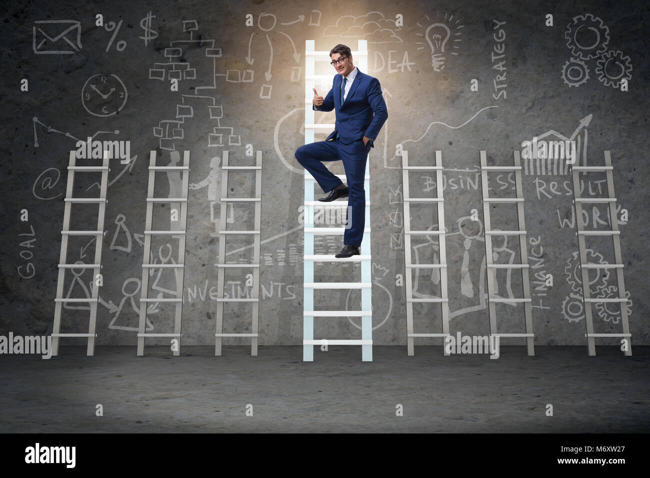 Career progression concept with various ladders Stock Photo - Alamy