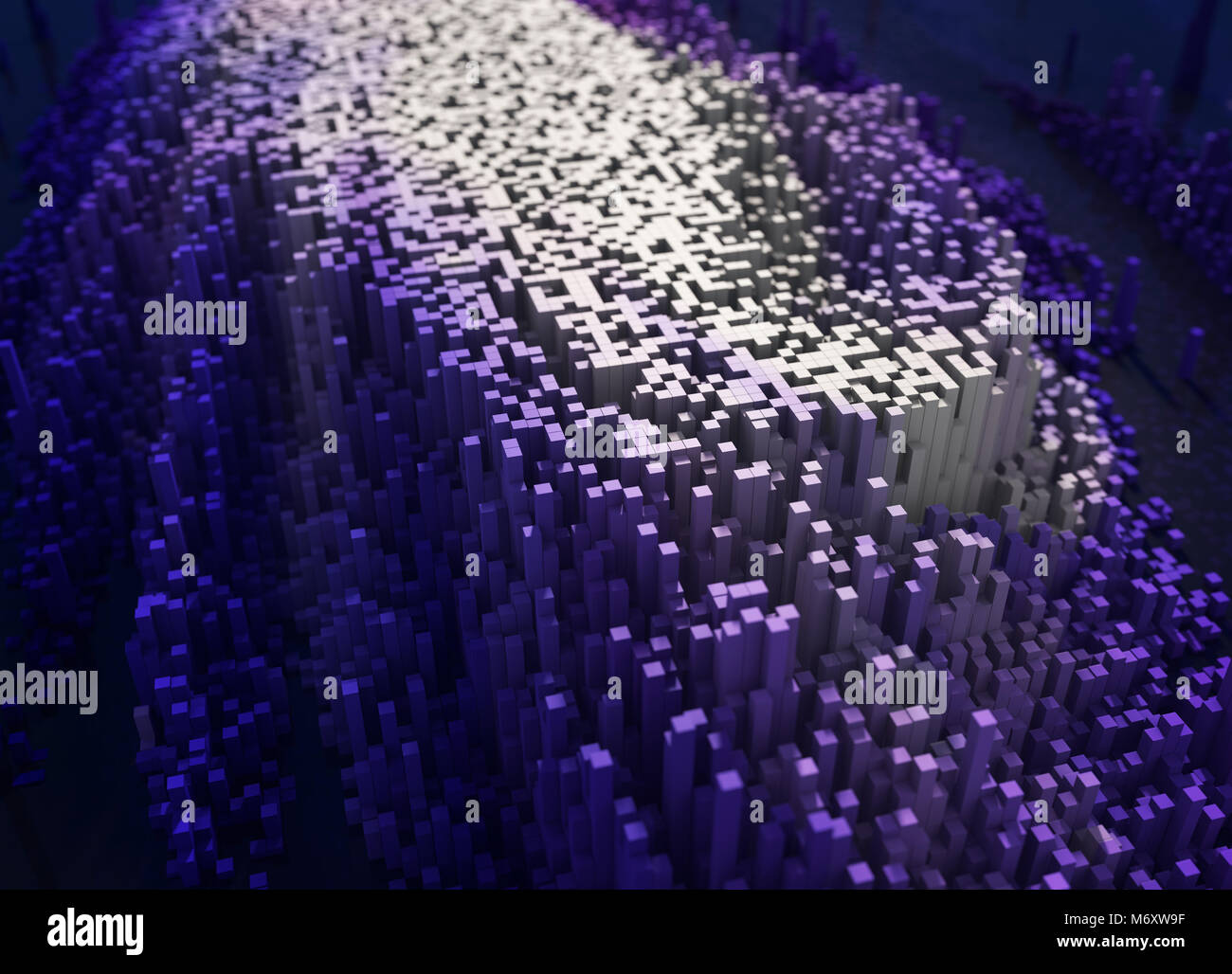 Many cubes composed of 3D mountain illustrator Stock Photo - Alamy