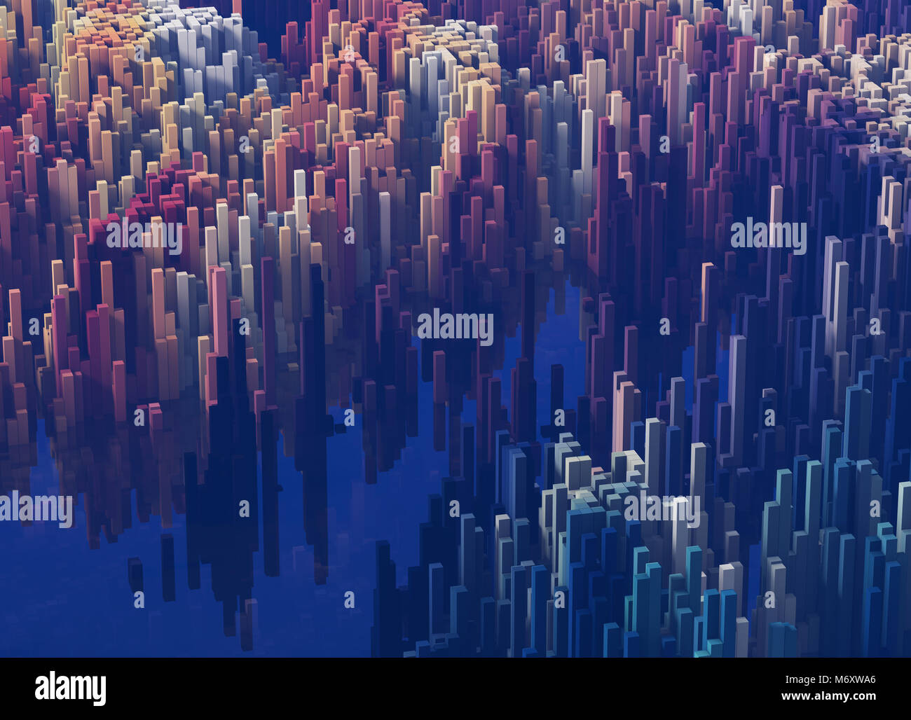 Many cubes composed of 3D mountain illustrator Stock Photo - Alamy