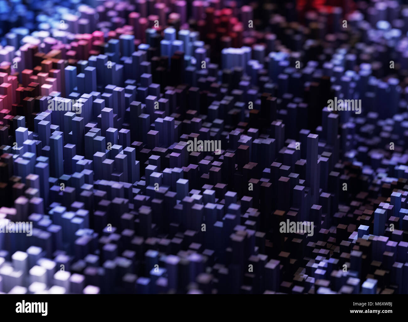 Many cubes composed of 3D mountain illustrator Stock Photo - Alamy