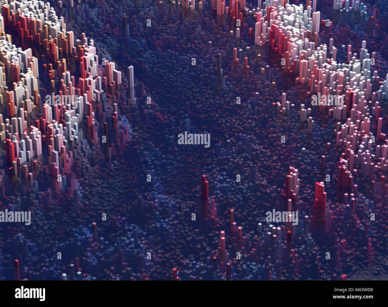 Many cubes composed of 3D mountain illustrator Stock Photo - Alamy
