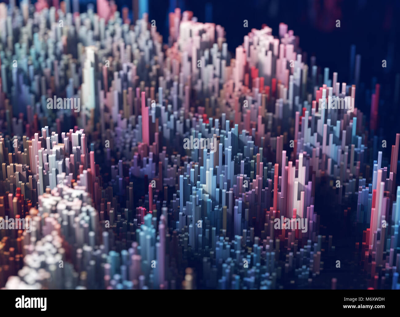 Many cubes composed of 3D mountain illustrator Stock Photo - Alamy