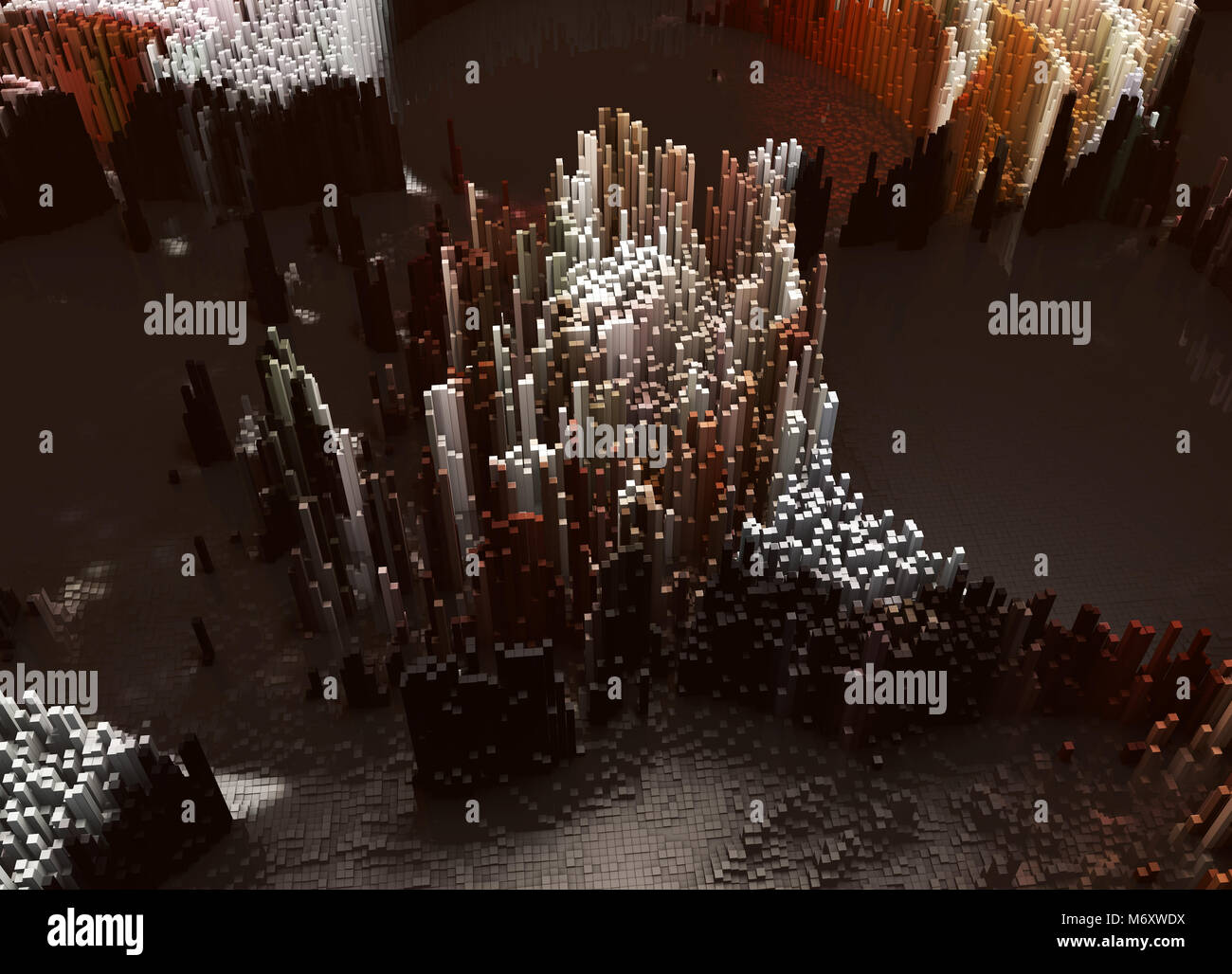 Many cubes composed of 3D mountain illustrator Stock Photo - Alamy