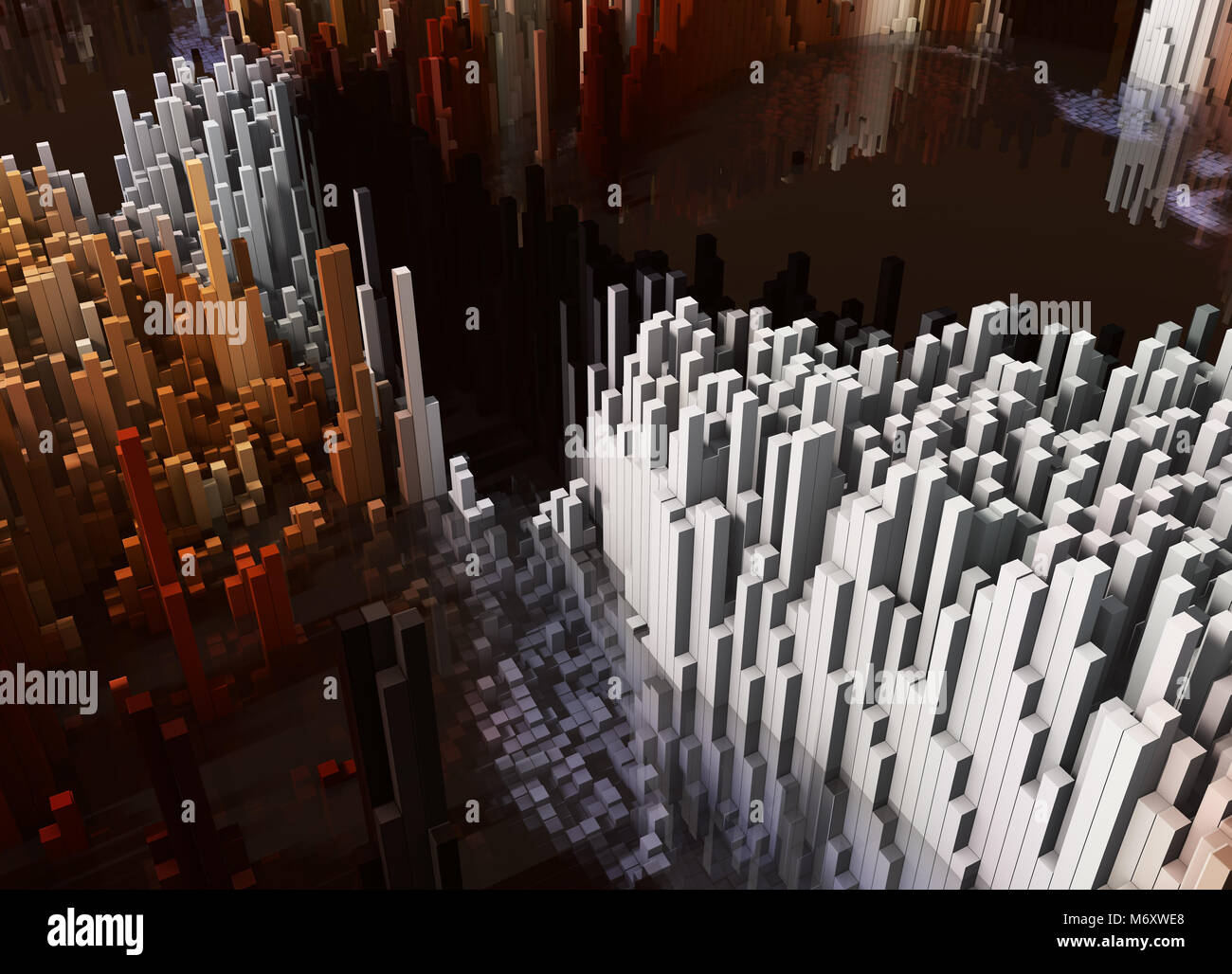 Many cubes composed of 3D mountain illustrator Stock Photo - Alamy