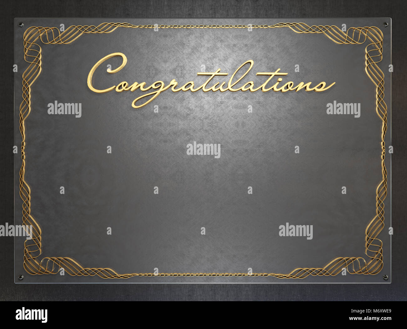 Old metal plate with vintage pattern and the words "Congratulations ...