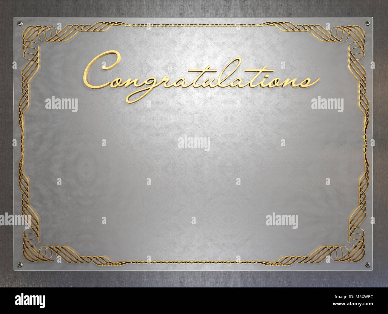 Old metal plate with vintage pattern and the words "Congratulations ...