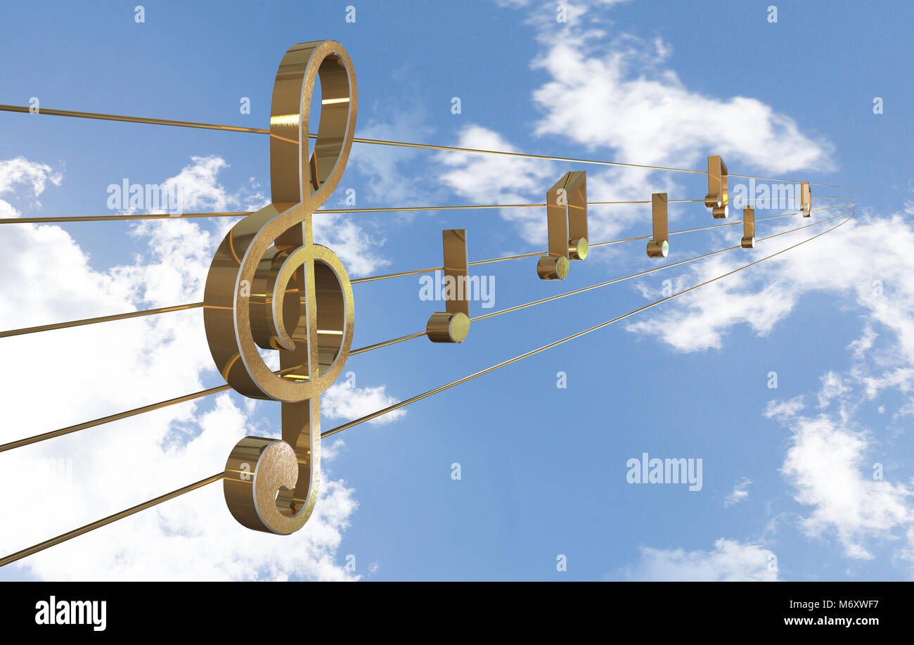 Music Background with Treble Clef. 3D illustration Stock Photo - Alamy