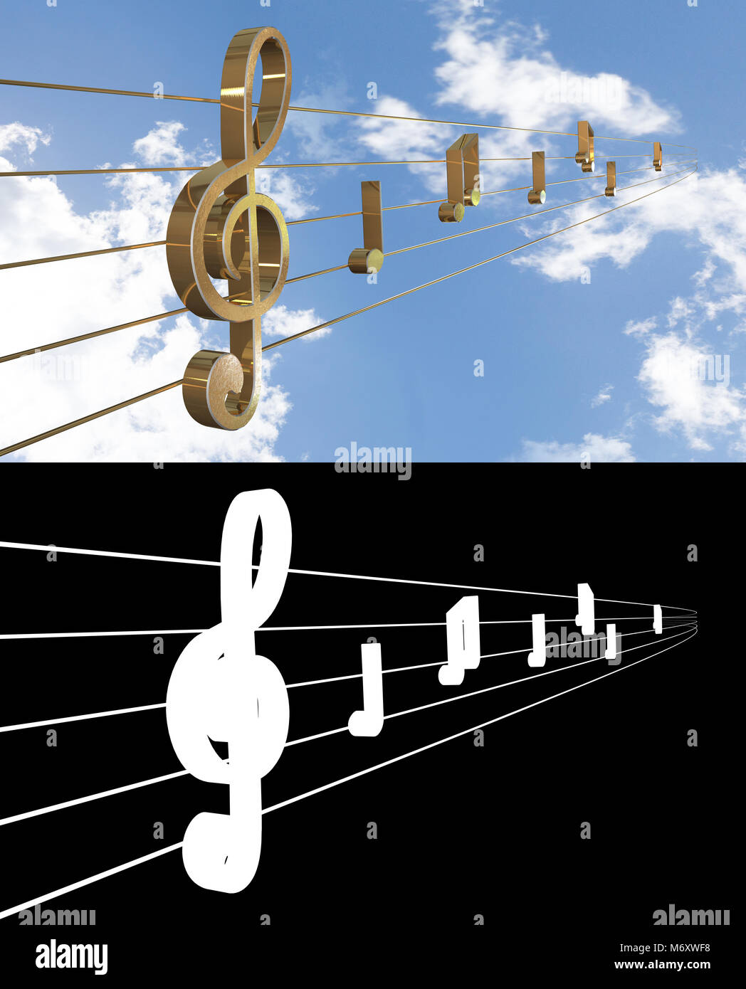 Music Background with Treble Clef. 3D illustration. Alpha channel Stock ...