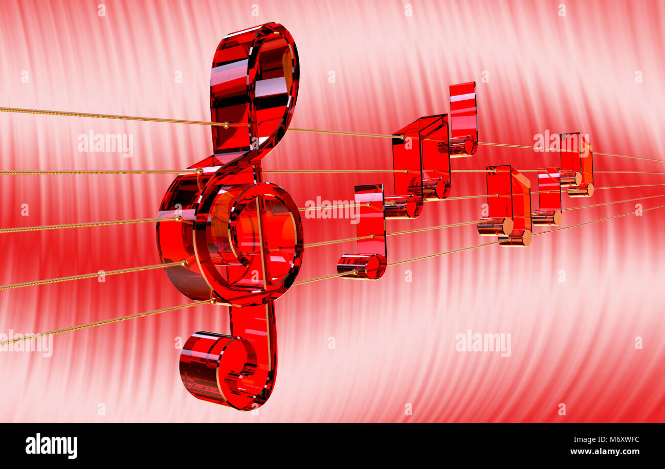 Music background with treble clef. 3D illustration Stock Photo - Alamy