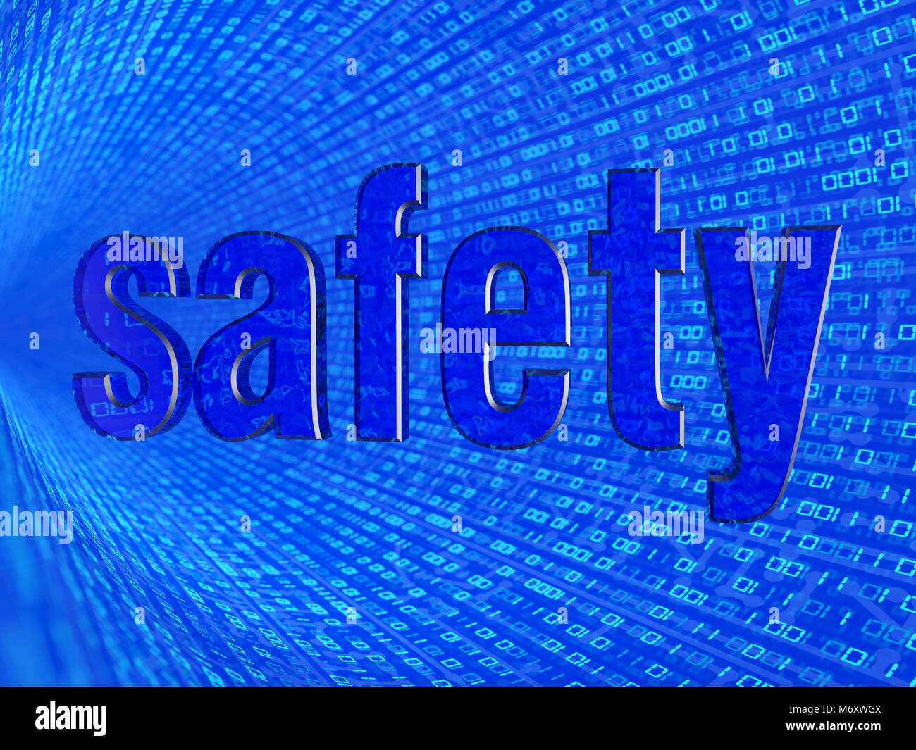 The word "safety" in the background numbers one and zero receding into ...