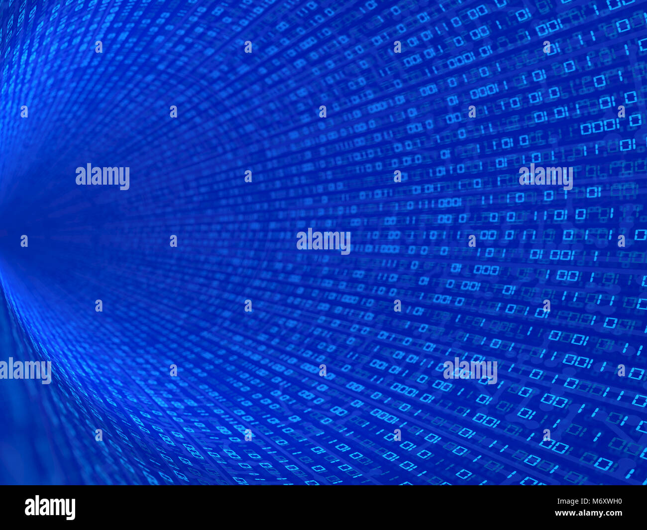 Background numbers one and zero receding into the distance. 3D ...