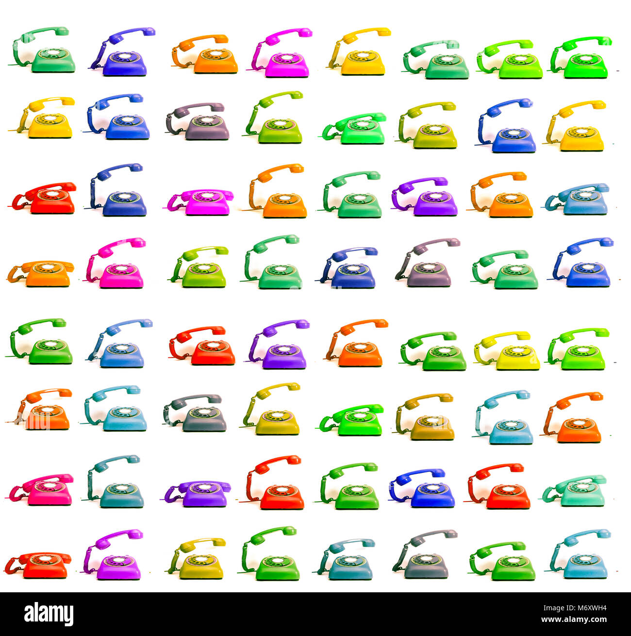 lots of color phones ringing of the hook Stock Photo - Alamy