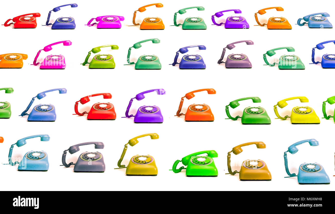 lots of color phones ringing of the hook Stock Photo - Alamy