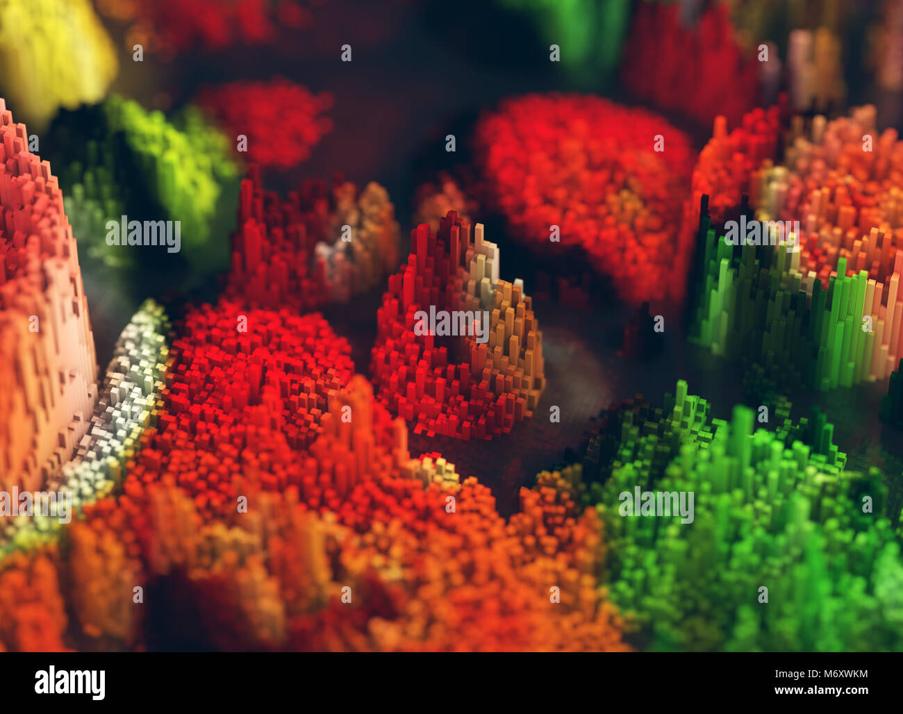 Many cubes composed of 3D mountain illustrator Stock Photo - Alamy