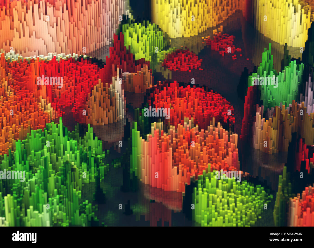 Many cubes composed of 3D mountain illustrator Stock Photo - Alamy