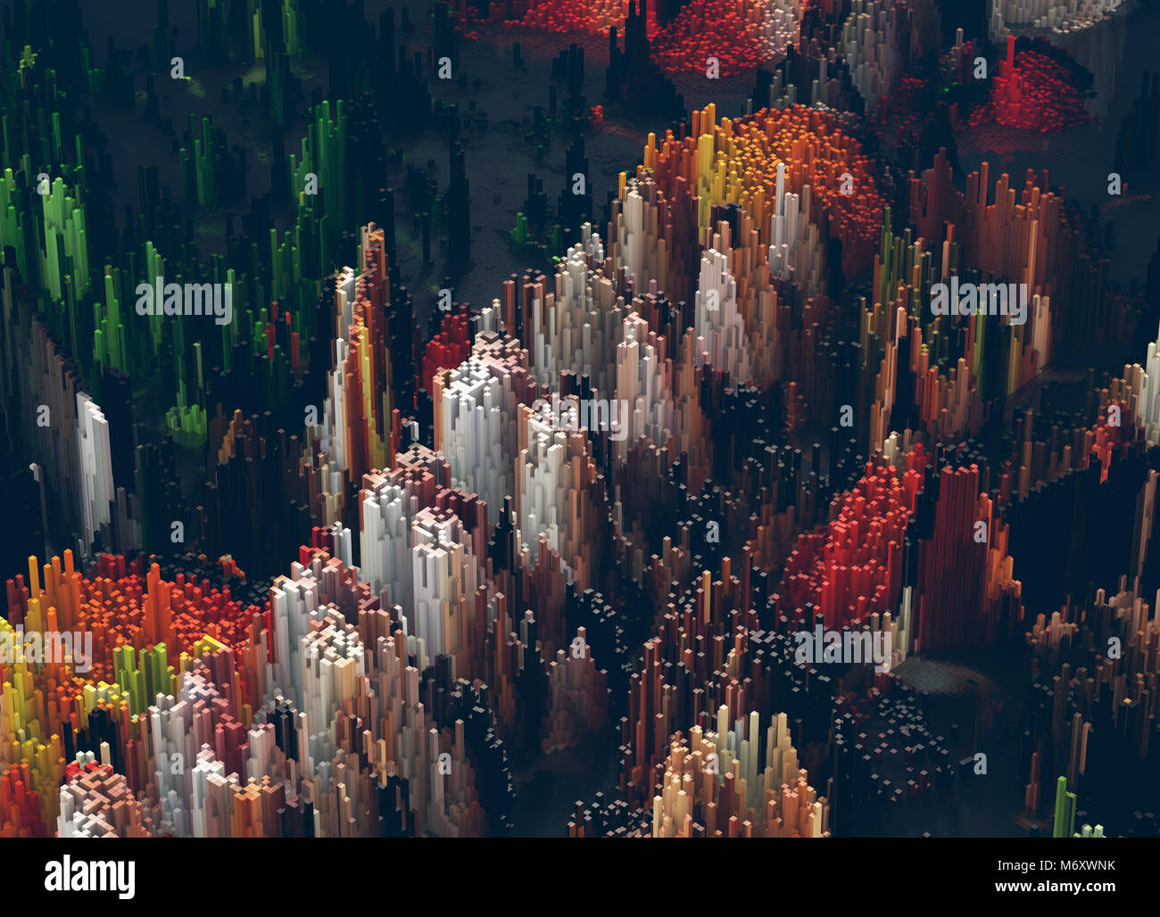Many cubes composed of 3D mountain illustrator Stock Photo - Alamy
