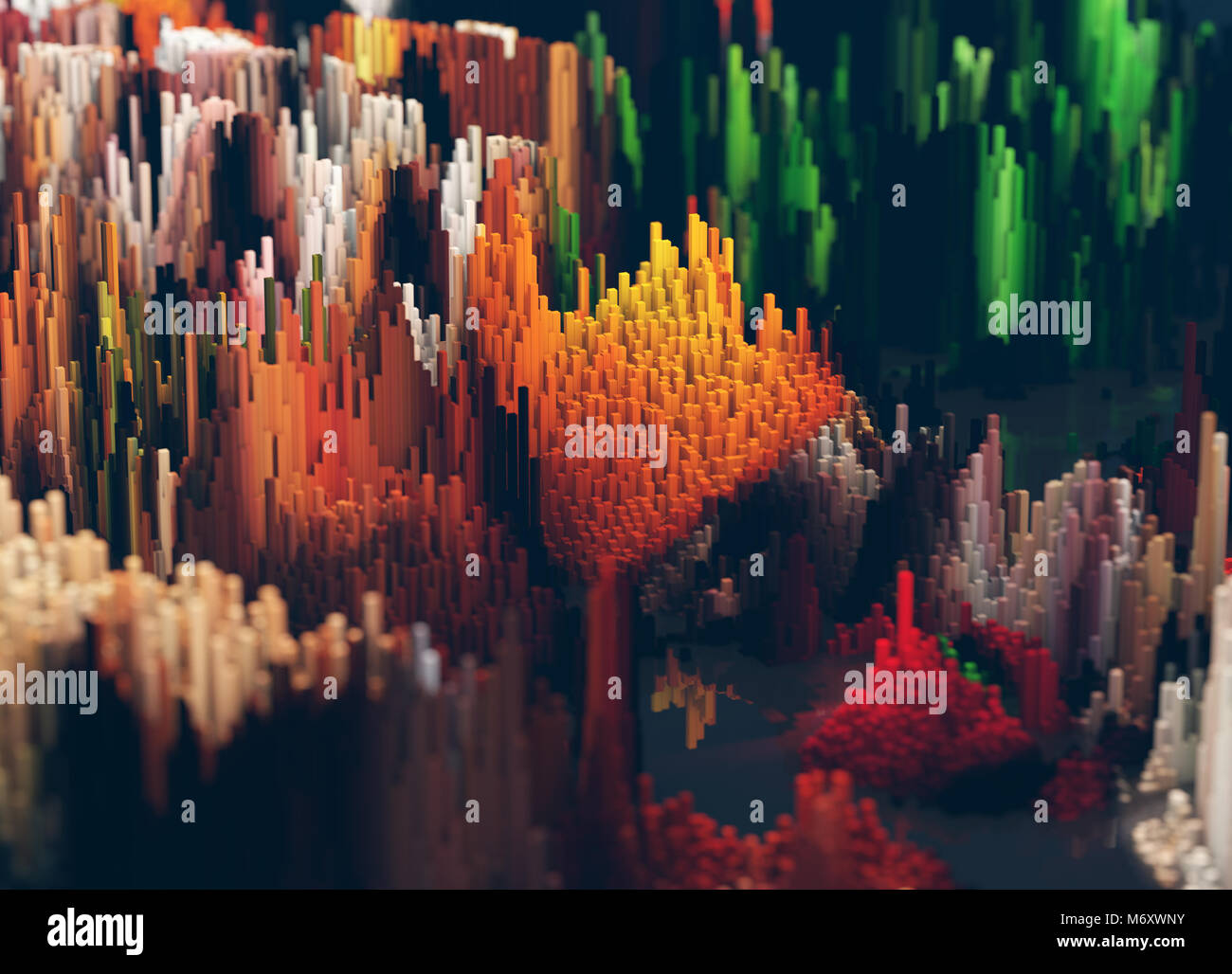 Many cubes composed of 3D mountain illustrator Stock Photo - Alamy