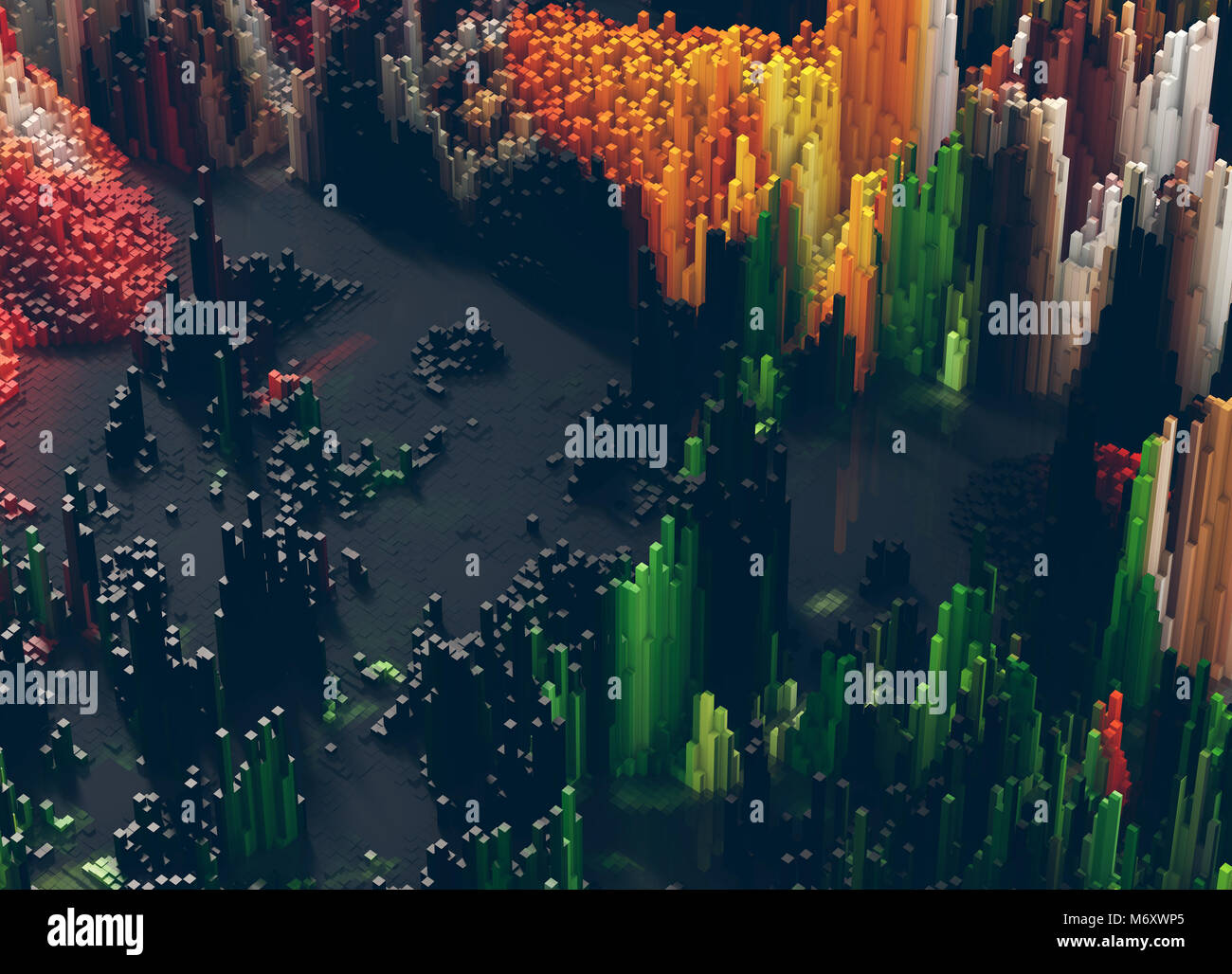 Many cubes composed of 3D mountain illustrator Stock Photo - Alamy