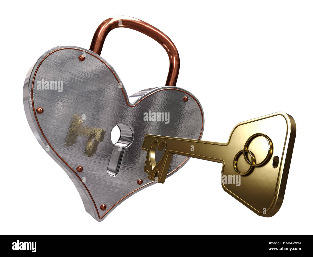Golden key in shape heart hi-res stock photography and images - Alamy