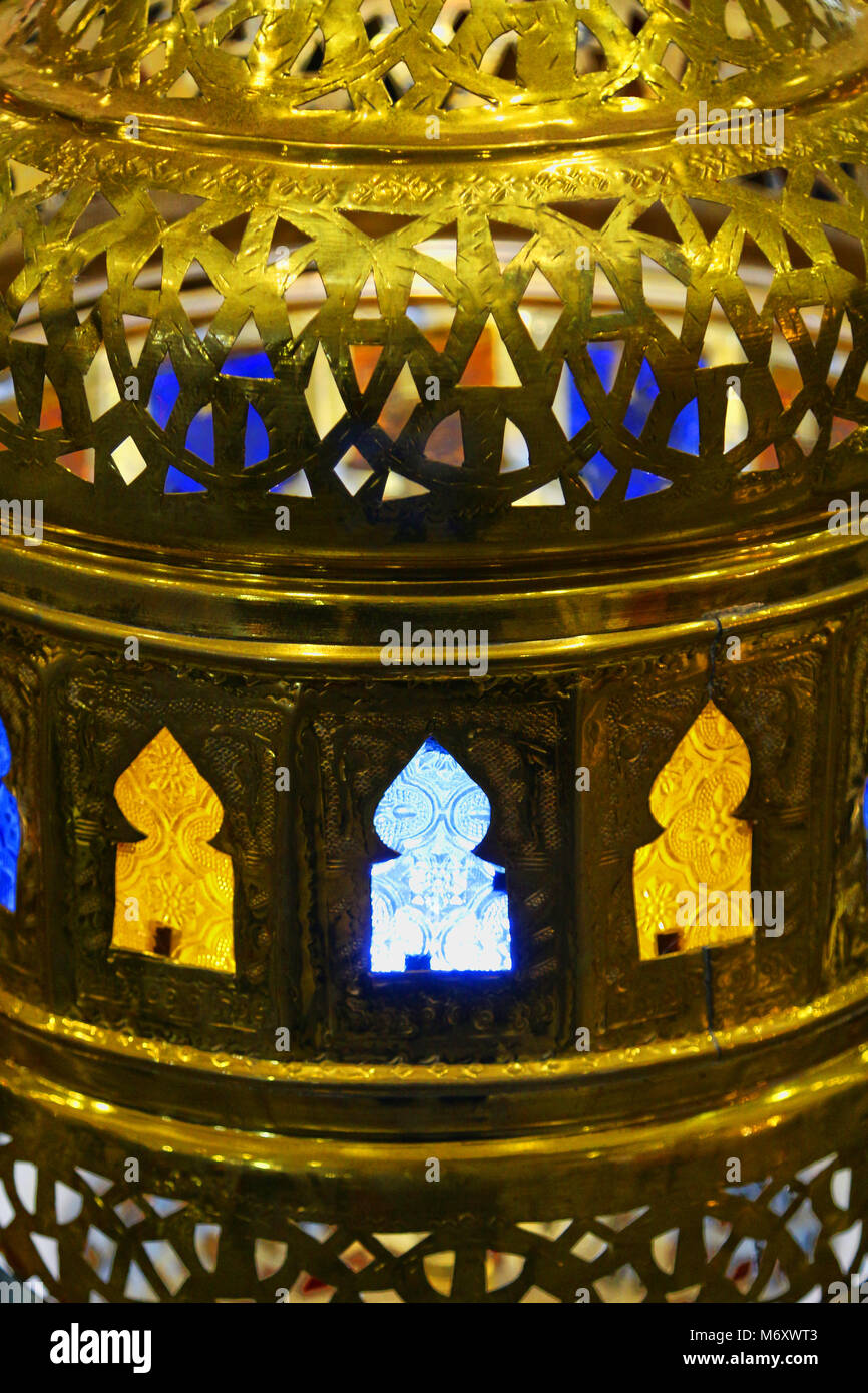 Morocco arab lamp with coloured glass Stock Photo - Alamy
