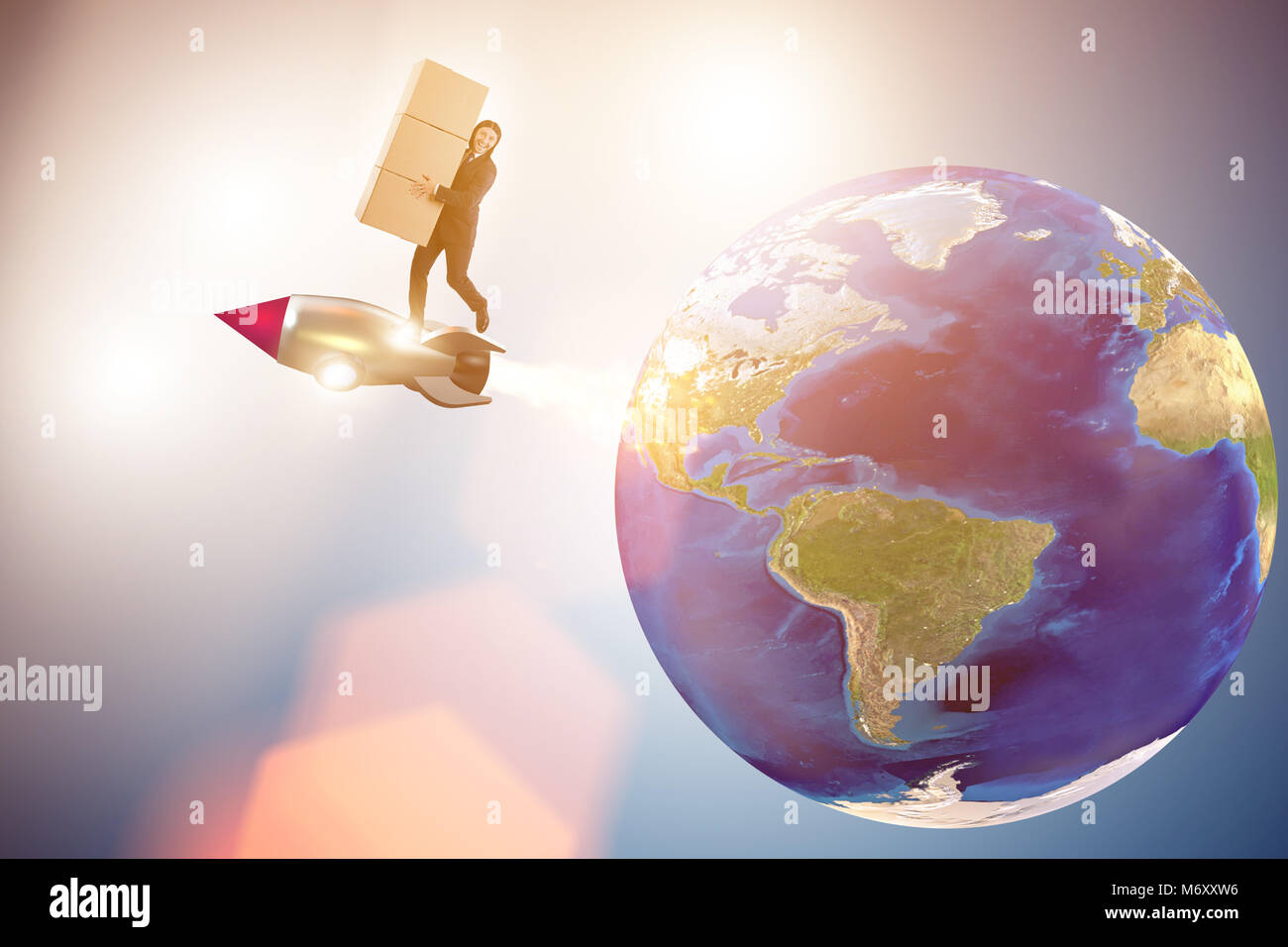 Businessman in global worldwide delivery service Stock Photo - Alamy