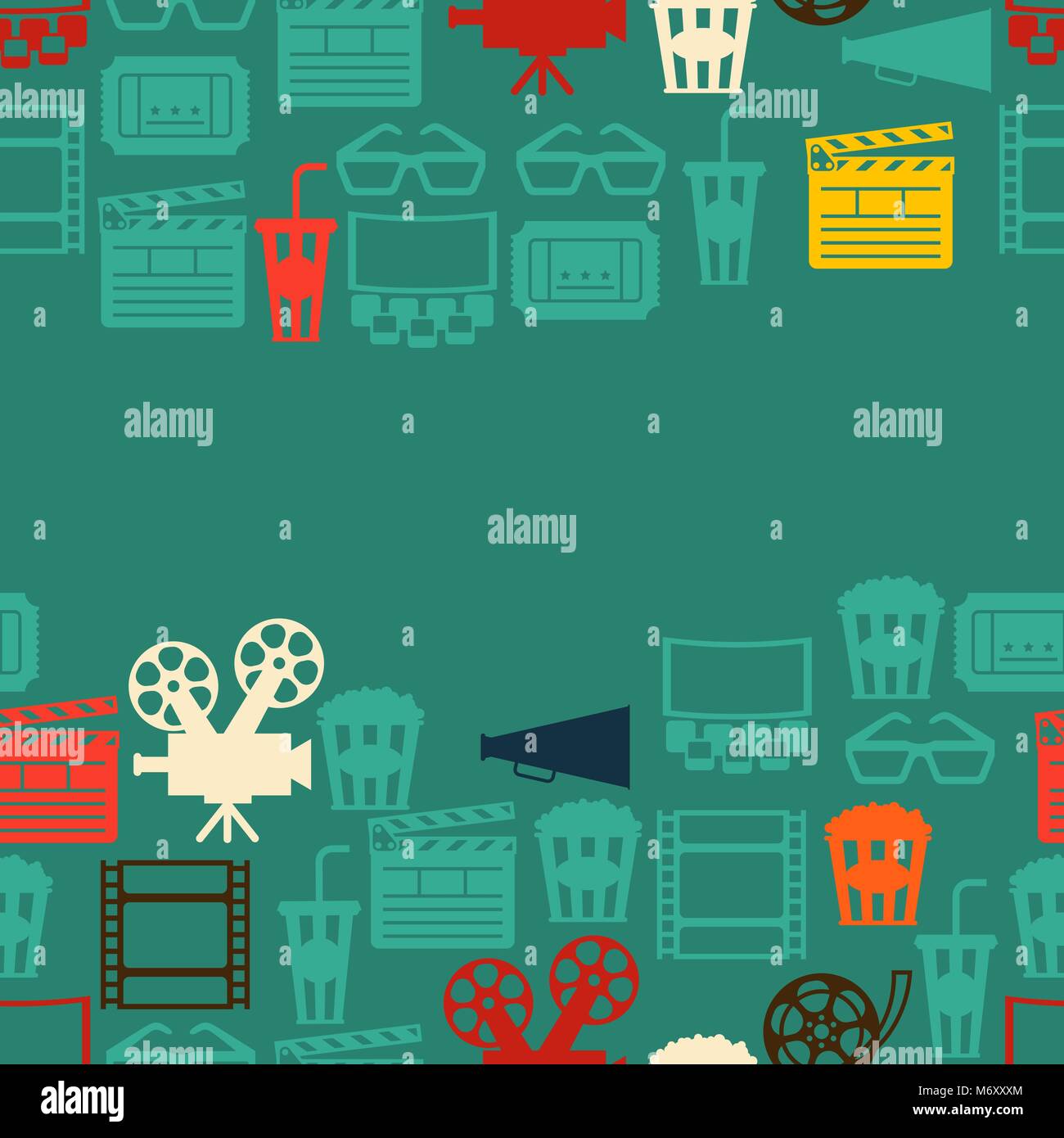 Seamless pattern of movie elements and cinema icons Stock Vector Image ...