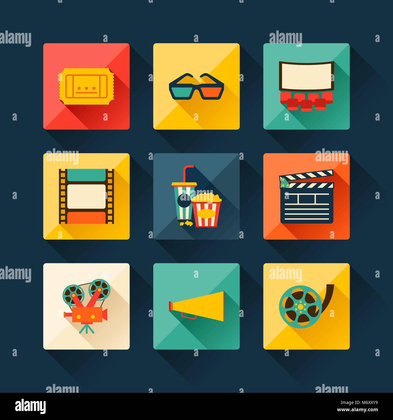 Set of movie design elements in flat style Stock Vector Image & Art - Alamy
