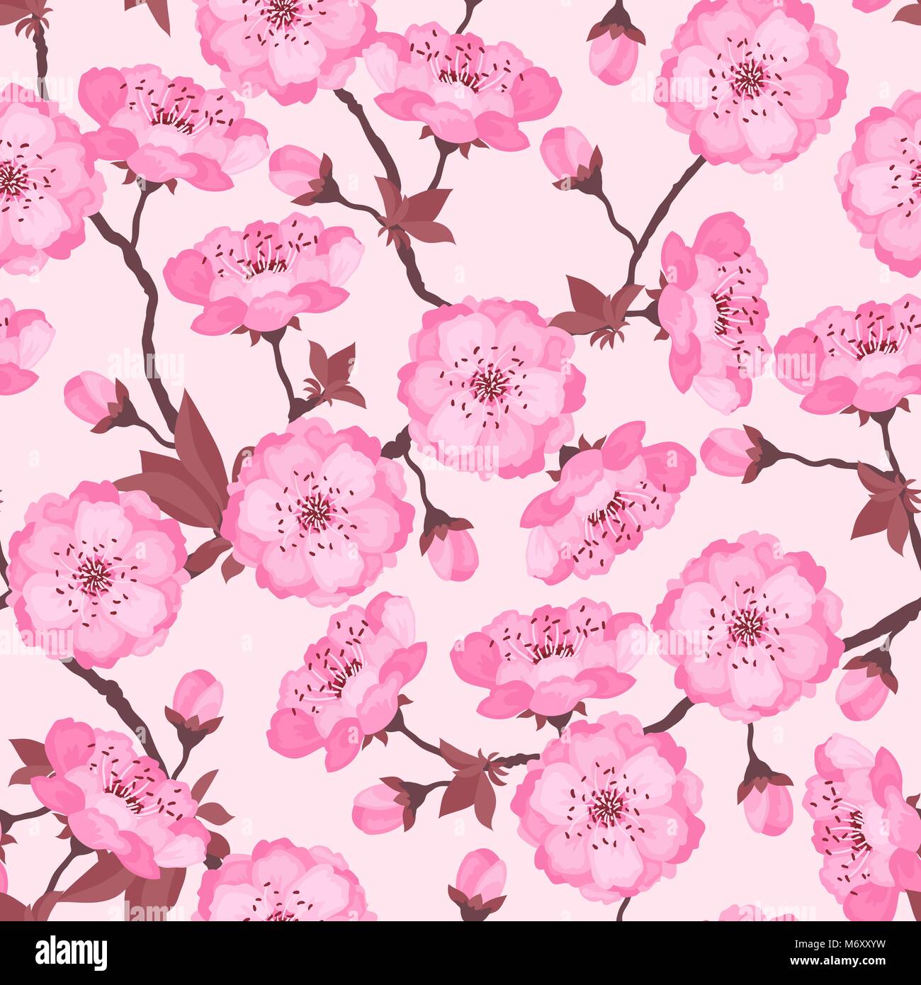 Spring flowers cherry natural seamless pattern Stock Vector Image & Art ...