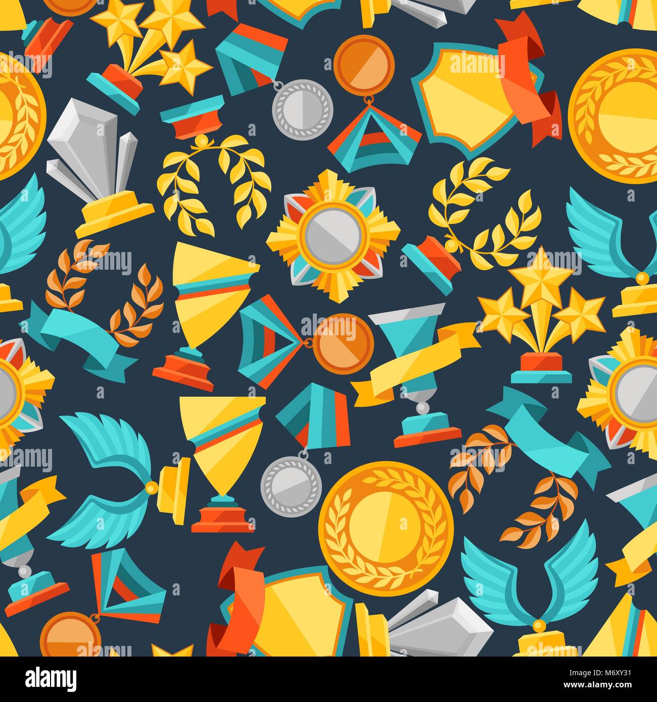 Seamless pattern with trophy and awards Stock Vector Image & Art - Alamy