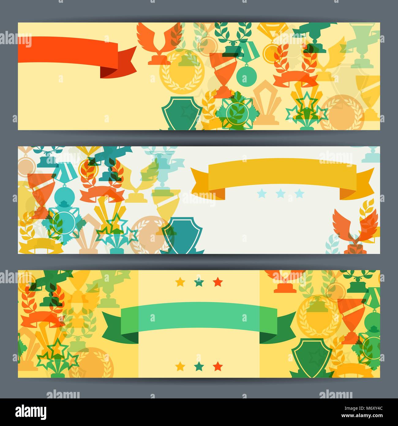 Horizontal banners with trophies and awards Stock Vector Image & Art ...