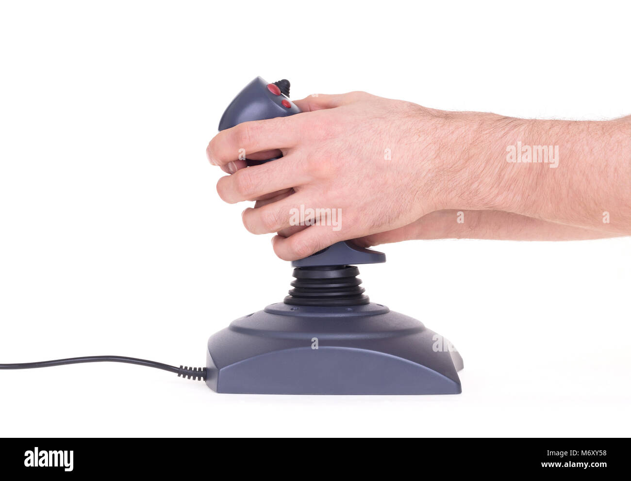 Hand holding gaming joystick, isolated on a white background Stock ...