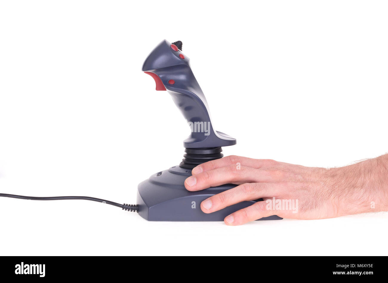 Hand holding gaming joystick, isolated on a white background Stock ...