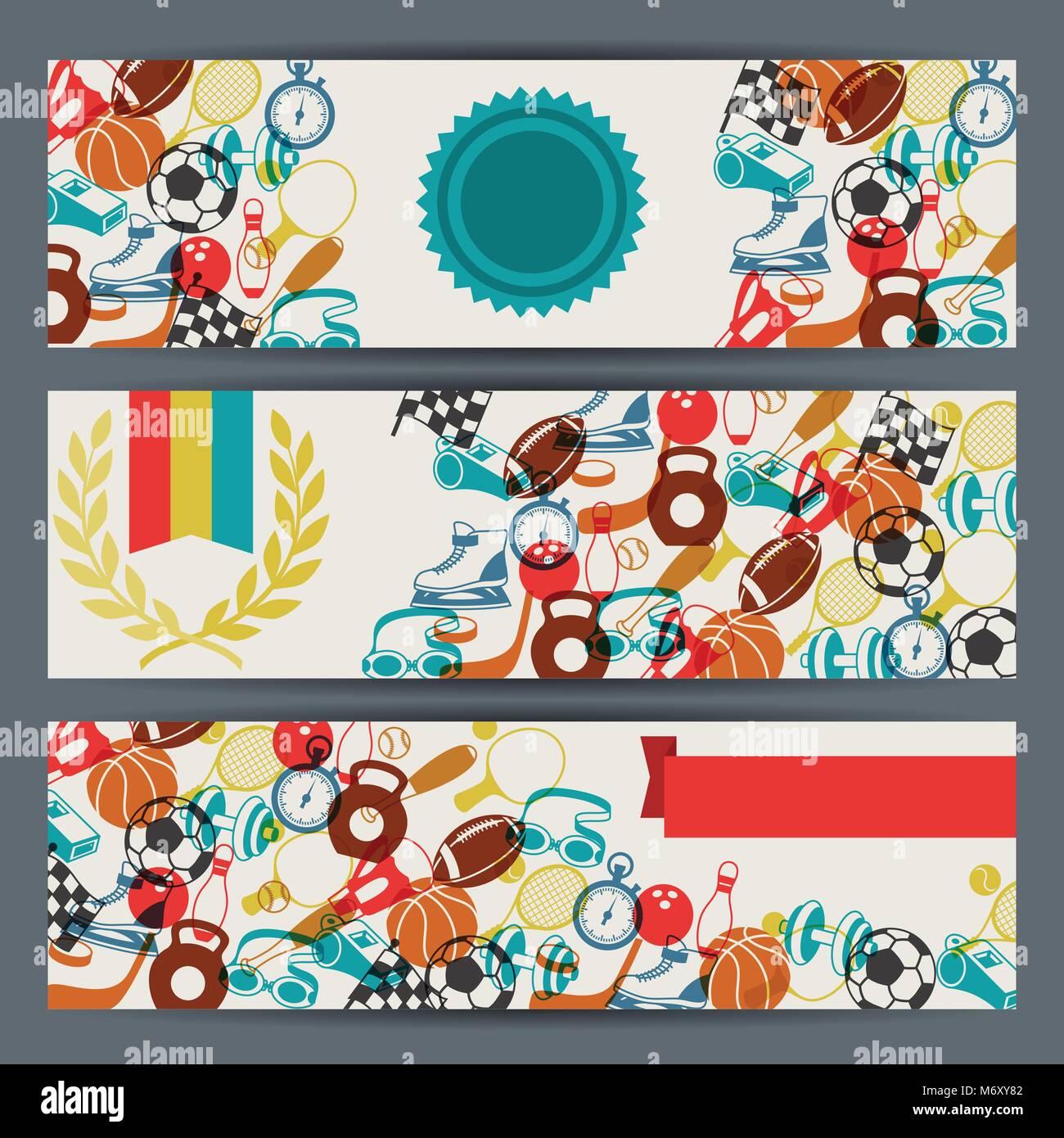 Horizontal banners with sport icons Stock Vector Image & Art - Alamy