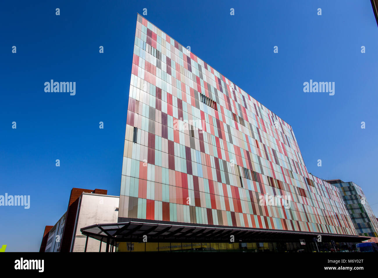 MILAN, ITALY, MARCH 28, 2017 - Exterior colorful of a modern office ...