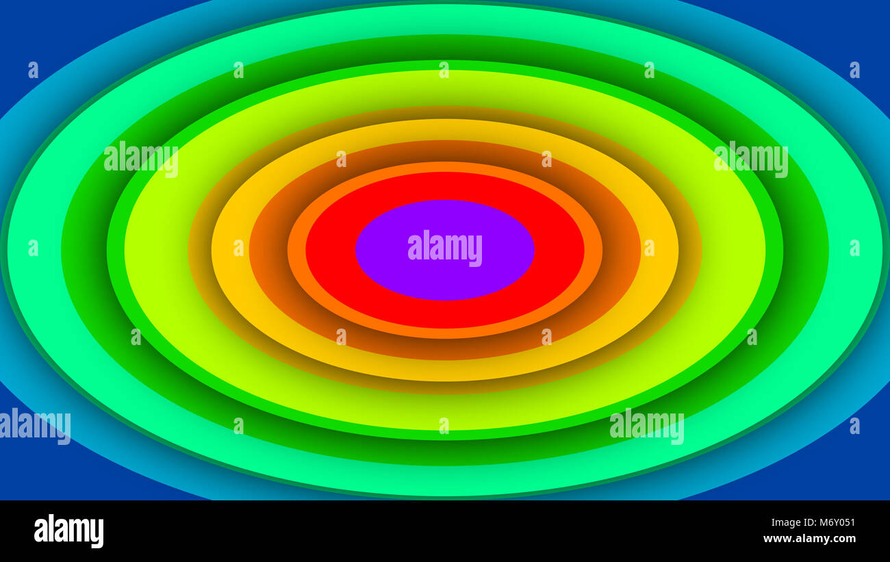 A splendid 3d illustration of colorful rainbow ovals inserted in each ...