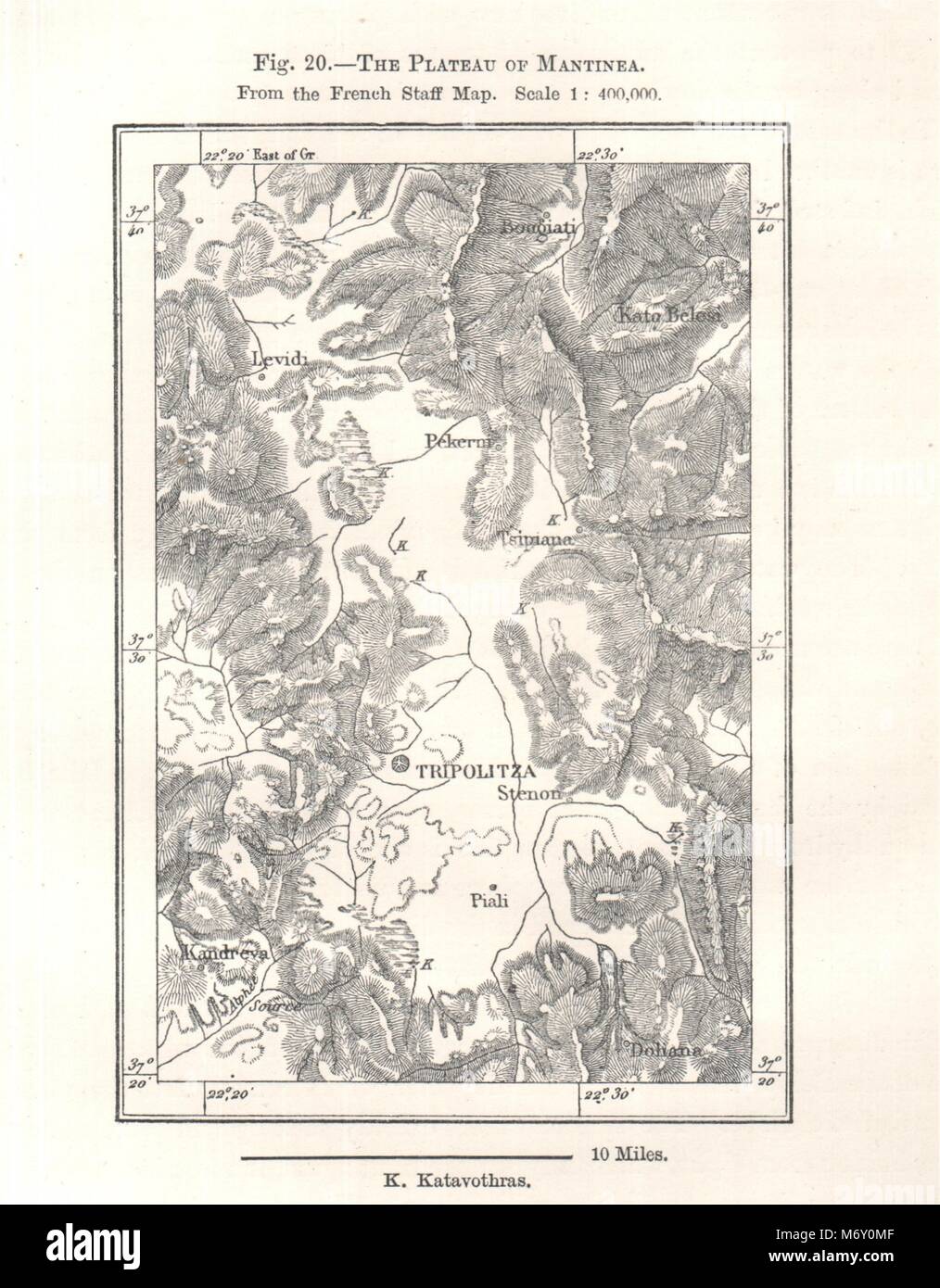 The Plateau of Mantinae. Tripolitsa. French Staff Map. Greece. Sketch ...