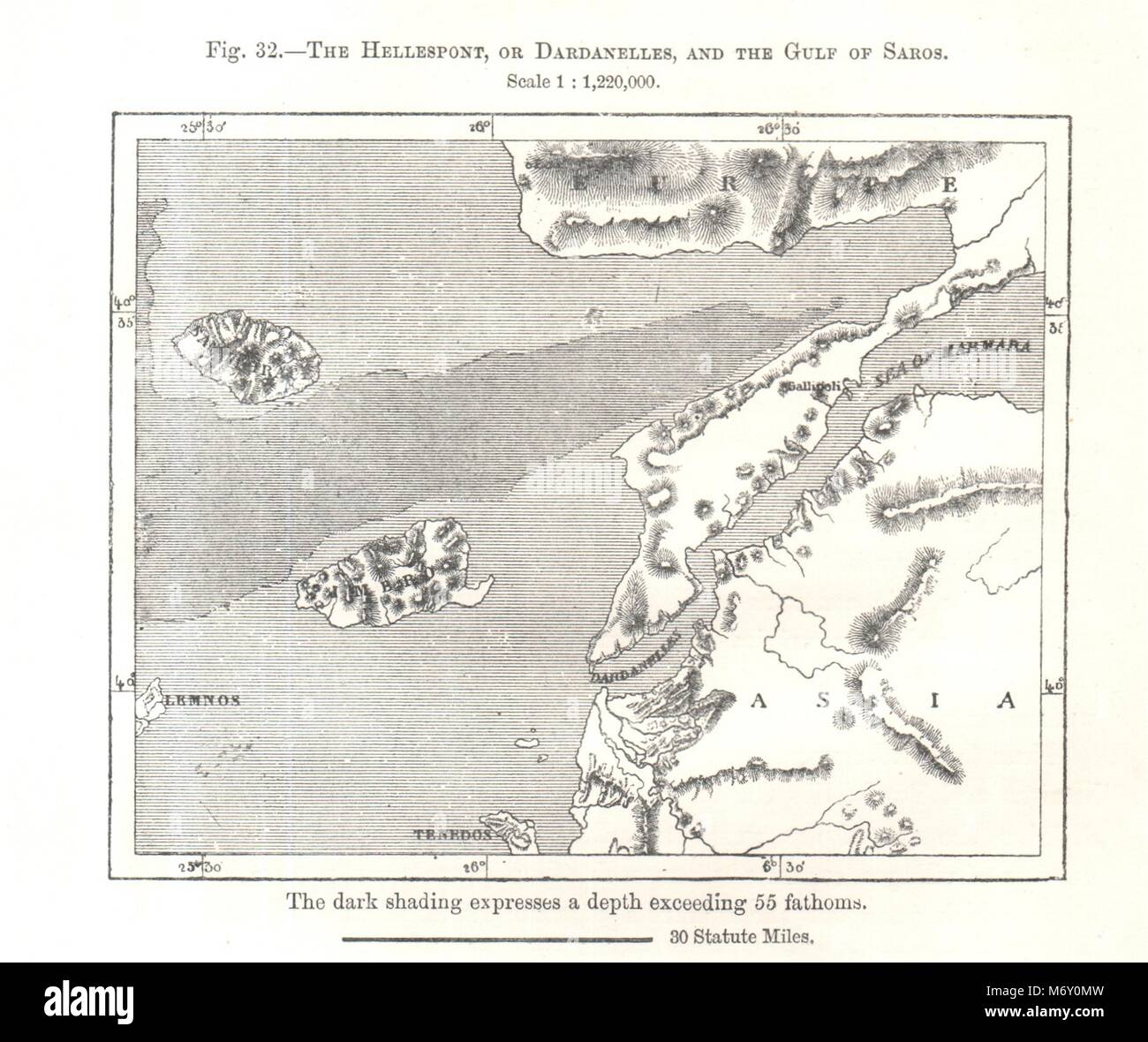 Hellespont / Dardanelles & Gulf of Saros. Samothrace. Turkey. Sketch ...